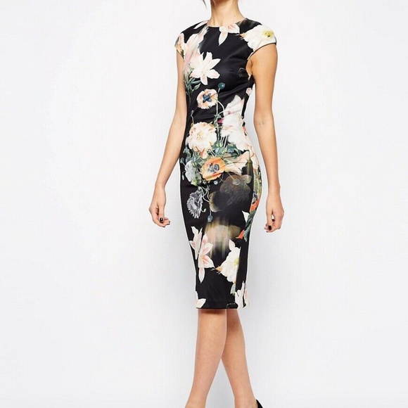 Ted Baker | Dresses | Ted Baker Candiss Opulent Bloom Floral Midi Dress ...